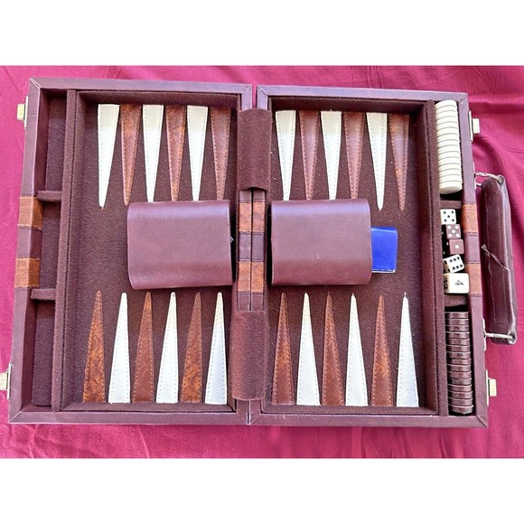 Games | Chocolate Bakelite Backgammon Checkers Vintage Leather Suitcase | Poshmark